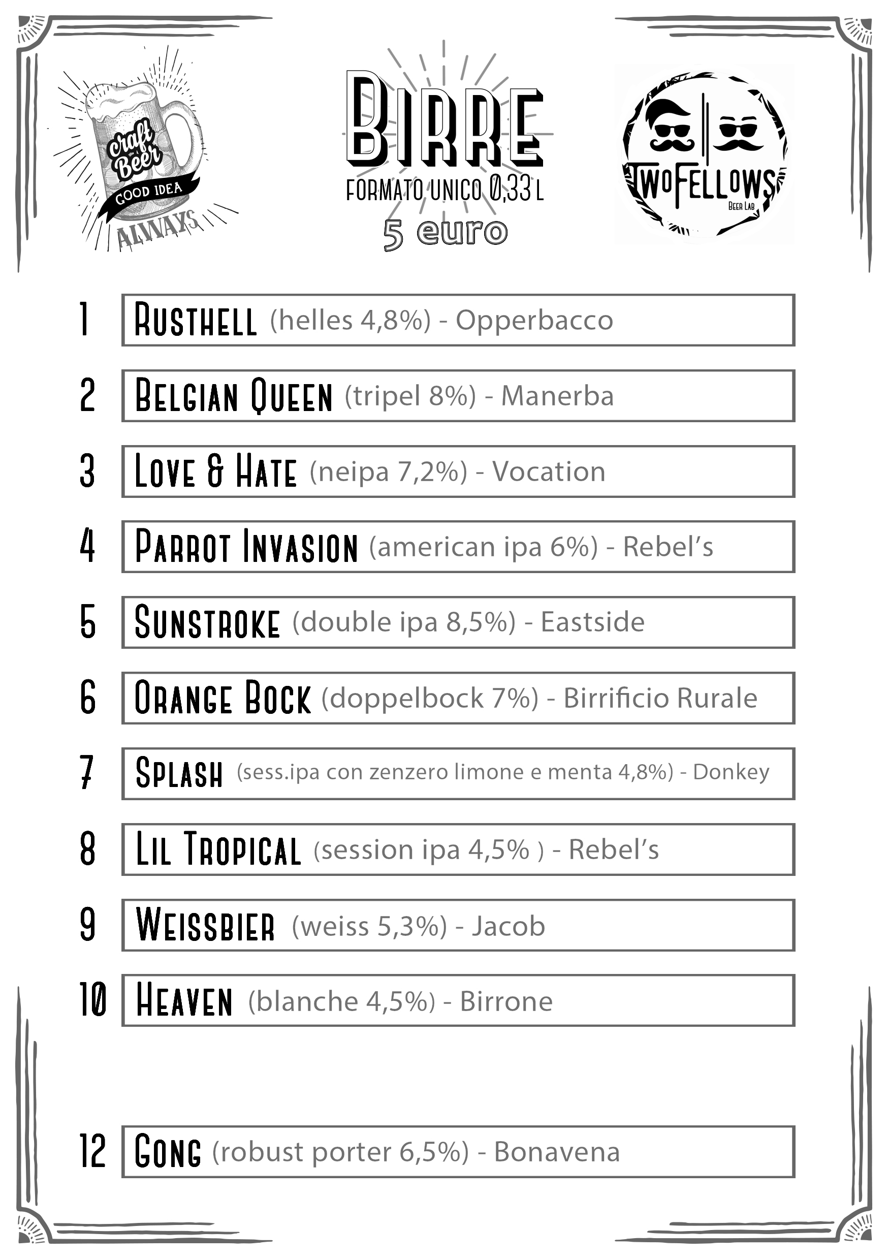 TwoFellows Beer Lab | Consegne a domicilio birre artigianali e cibo gourmet